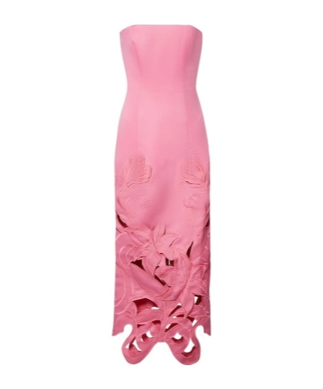 LEO Lin Rayna Floral-appliqué Bustier Gown - Pink