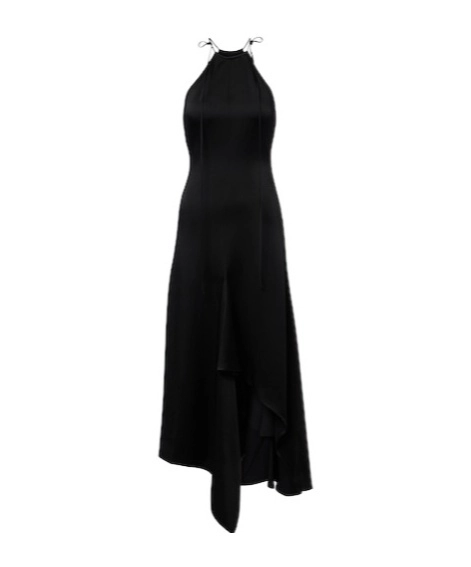 Victoria Beckham Asymmetric Crêpe Satin Midi Dress - Black
