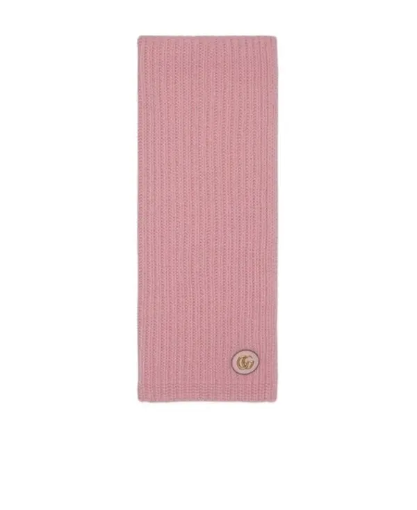 Gucci Logo Patch Knit Scarf - Pink