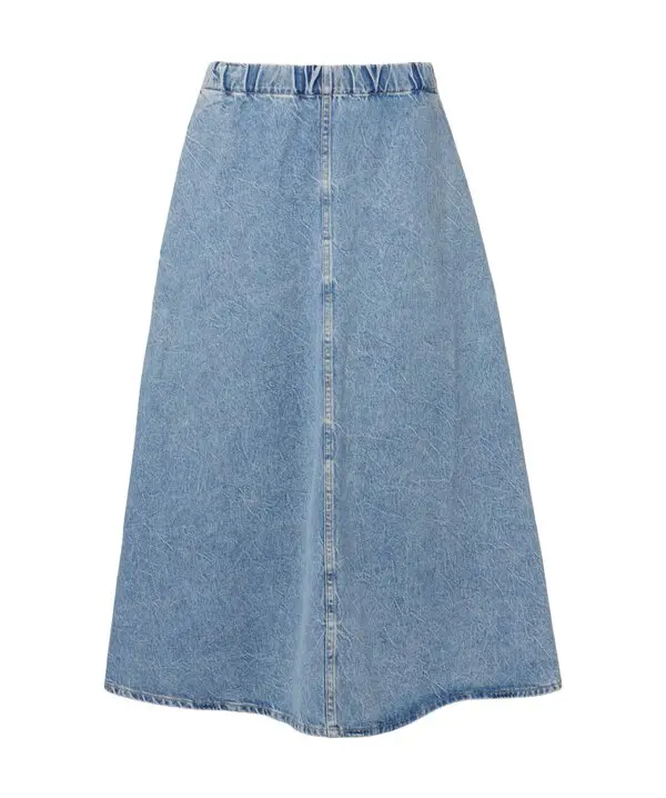AGOLDE Distressed Denim Midi Skirt - Blue