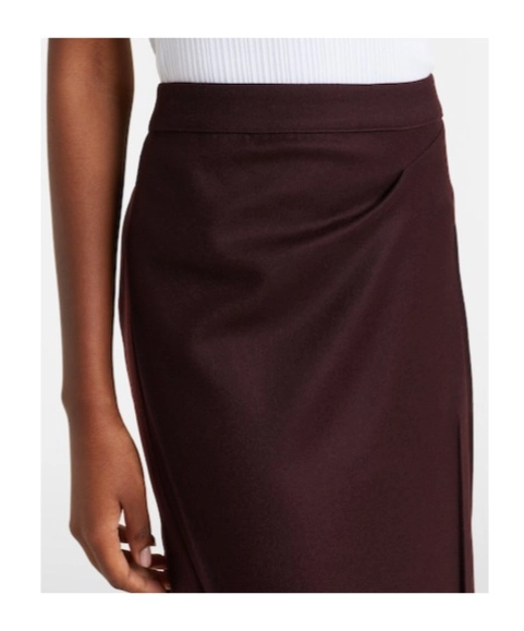 Victoria Beckham Draped Virgin Wool Midi Skirt