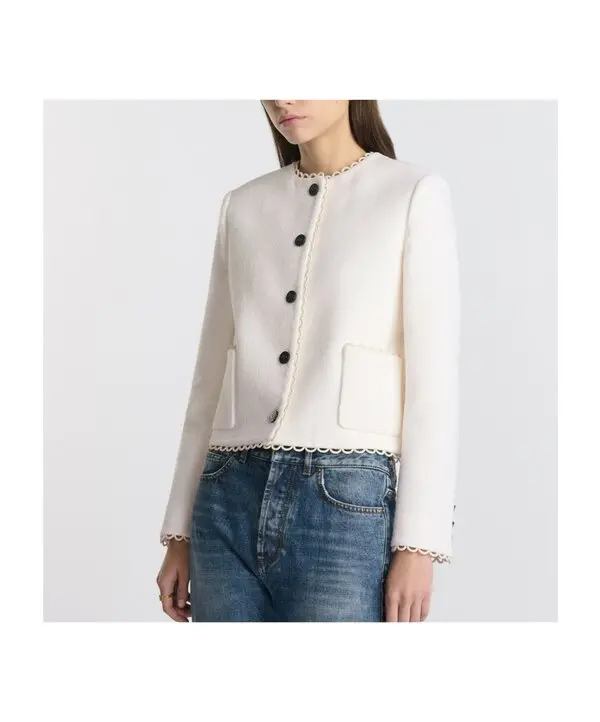 Dior Cropped Jacket With Fan-shaped Trim
