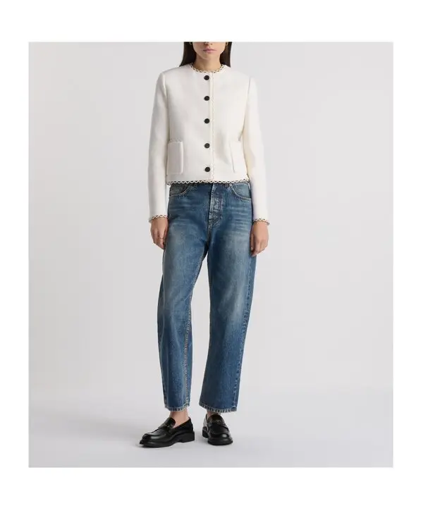 Dior Cropped Jacket With Fan-shaped Trim