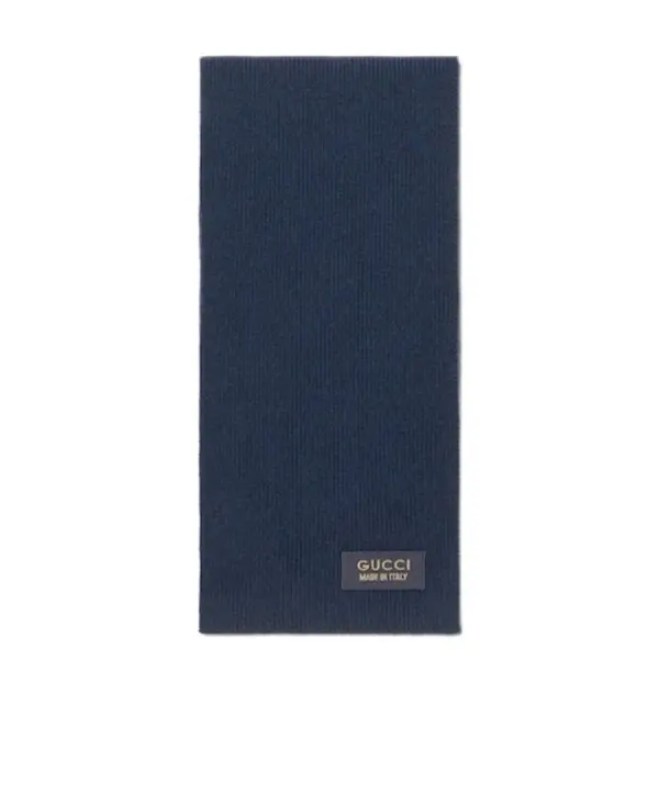 Gucci Logo-patch Ribbed-knit Scarf