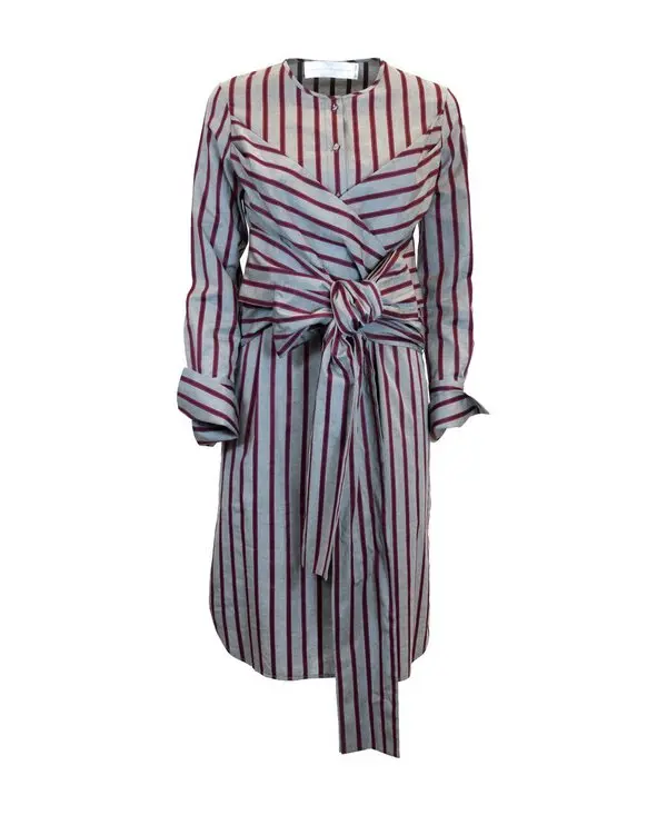 Victoria Beckham Striped Tie Detailed Wrap Skirt