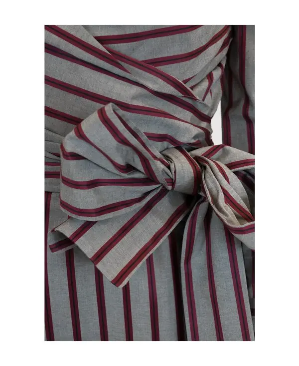 Victoria Beckham Striped Tie Detailed Wrap Skirt