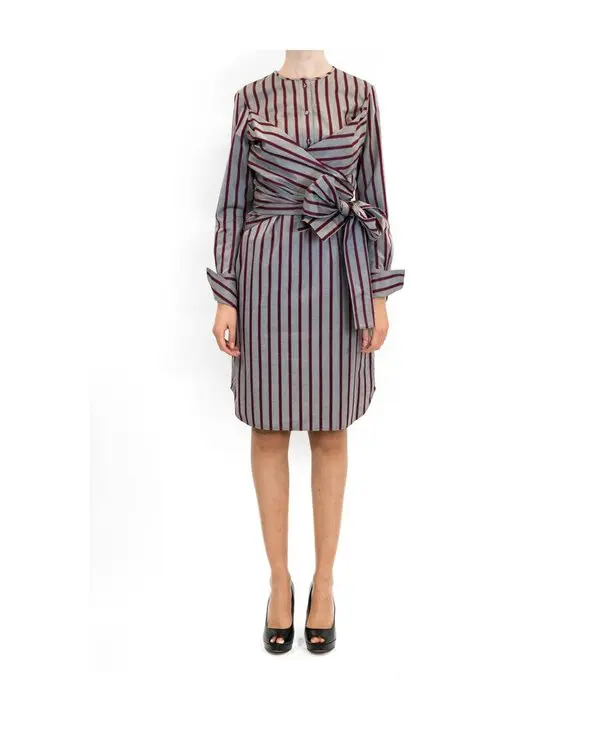 Victoria Beckham Striped Tie Detailed Wrap Skirt