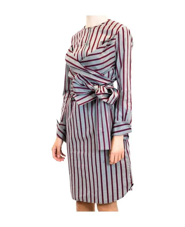 Victoria Beckham Striped Tie Detailed Wrap Skirt