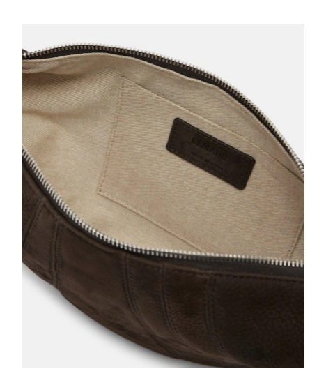 LEMAIRE Dark Brown Suede Crescent Crossbody Bag