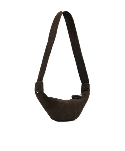 LEMAIRE Dark Brown Suede Crescent Crossbody Bag