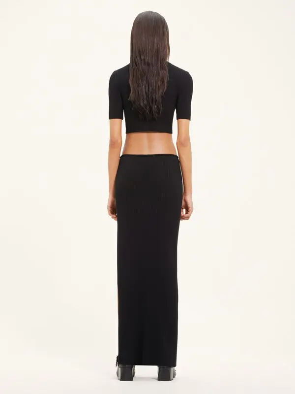 COURREGES Rib-knit Mock Neck Cropped Top