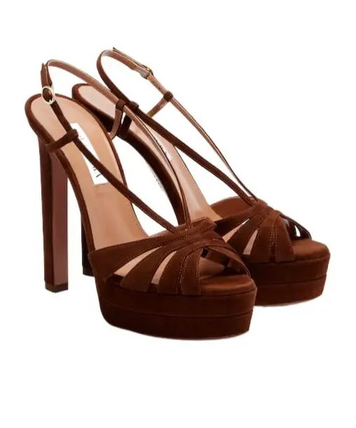 AQUAZZURA Suede Platform Sandals - Brown