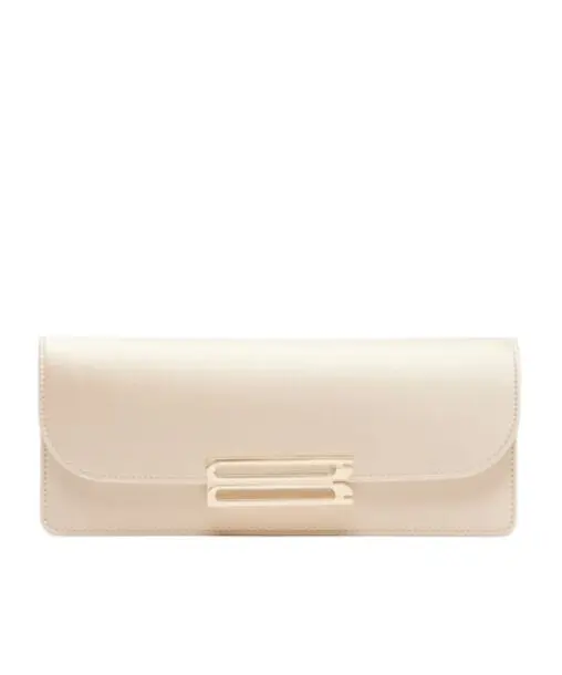 Victoria Beckham Dorian East-west Satin Clutch - Nude