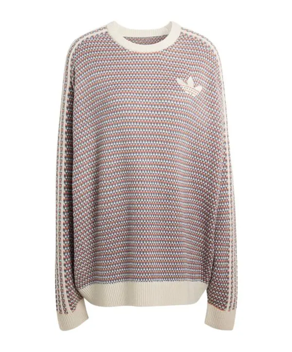 ADIDAS ORIGINALS Trefoil-embroidered 3-stripes Sweater - Bliss/gray Three/bliss