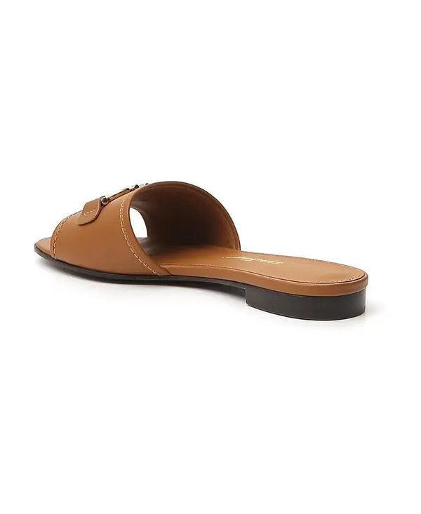 FERRAGAMO Double Gancini Open Toe Sandals - Brown