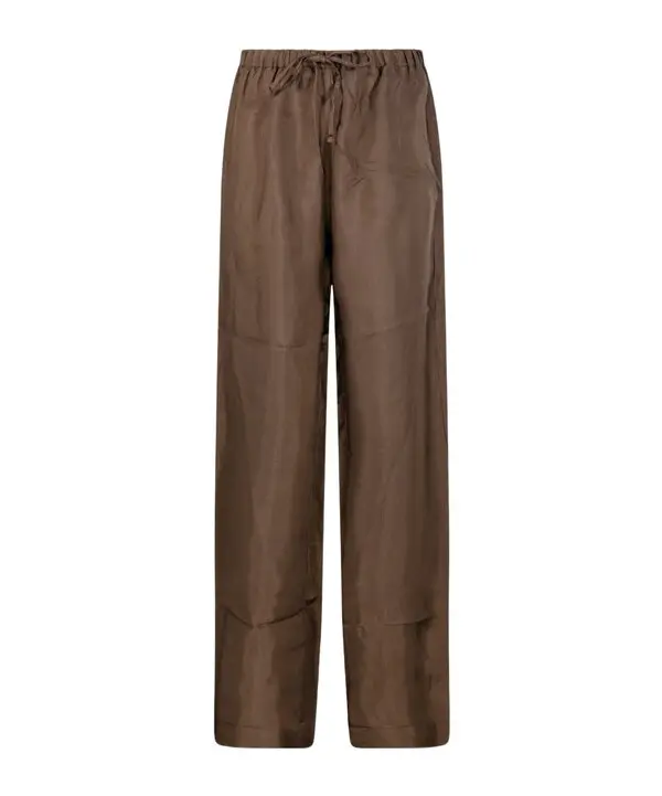 RÓHE Drawstring Casual Pants - Brown Mini Grid