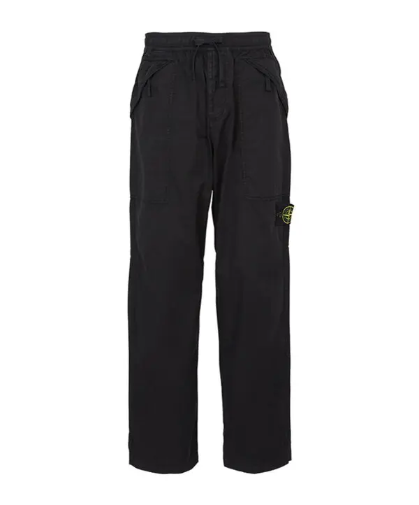 Stone Island Drawstring Straight-leg Trousers - Black