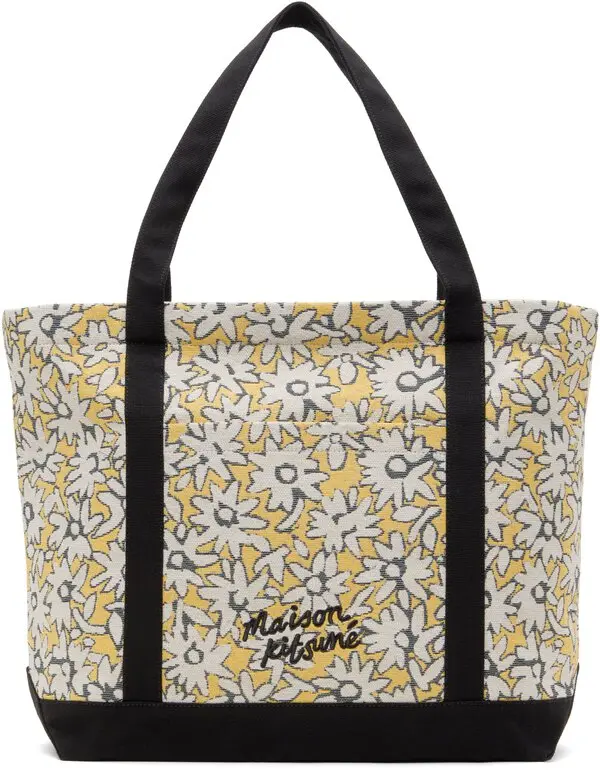 Maison Kitsuné Daisy Field Large Jacquard Tote - Black