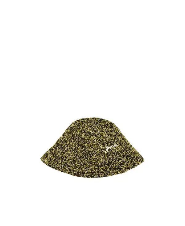 GANNI Logo-embroidered Chunky-knit Bucket Hat - Green