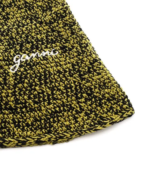 GANNI Logo-embroidered Chunky-knit Bucket Hat