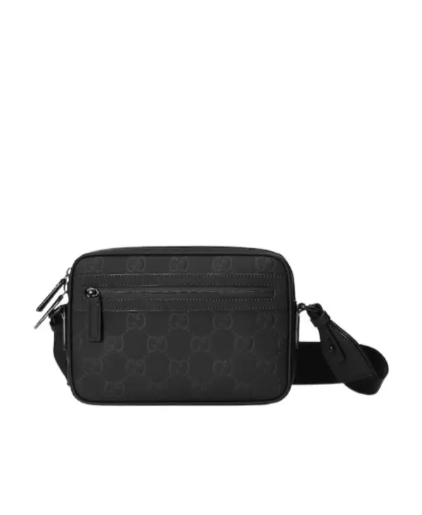 Gucci Monogrammed Zip-up Crossbody Bag - Black