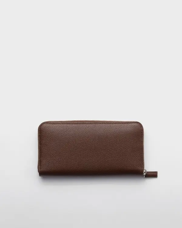 Prada Logo Plaque Zip-around Wallet