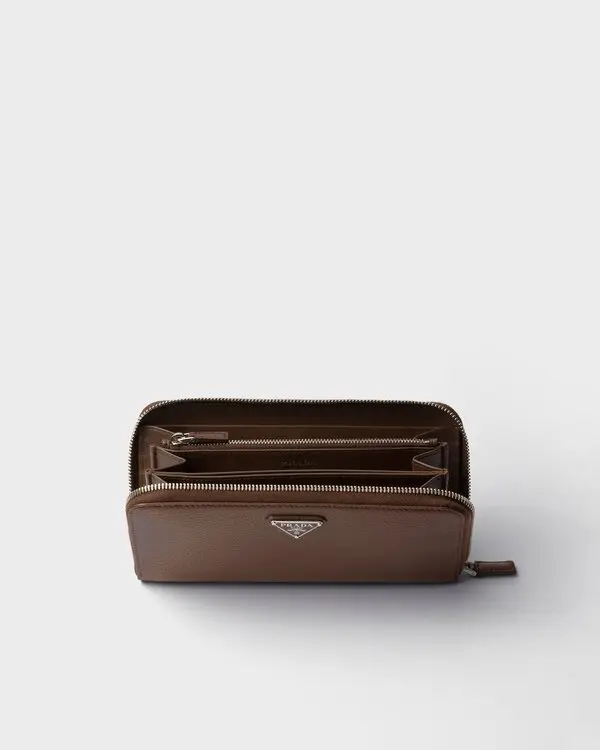 Prada Logo Plaque Zip-around Wallet