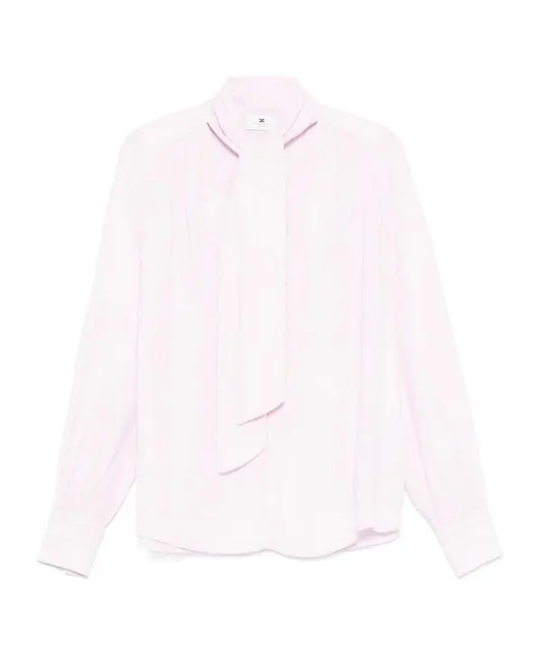 Elisabetta Franchi Piping Tie-neck Georgette Blouse - White