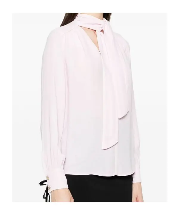 Elisabetta Franchi Tie Neck Georgette Blouse - White