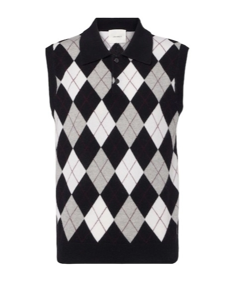 LISA YANG Anwen Argyle Cashmere Sweater Vest - Black