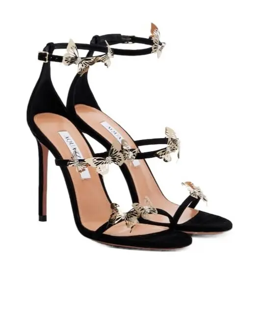 AQUAZZURA Solid Color Suede Sandals