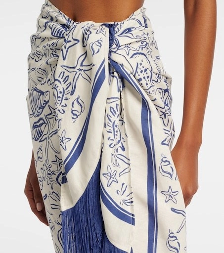 Simkhai Fringed Printed Linen-blend Beach Cover-up