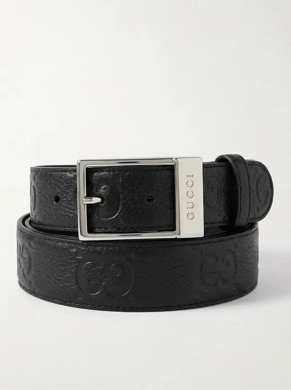 Gucci Monogrammed Embossed Belts - Black