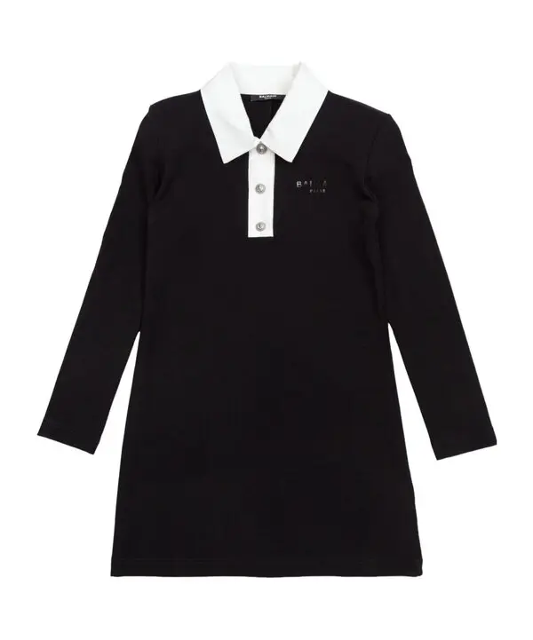 Balmain Long-sleeved Dress With Lapels And Logo Detail