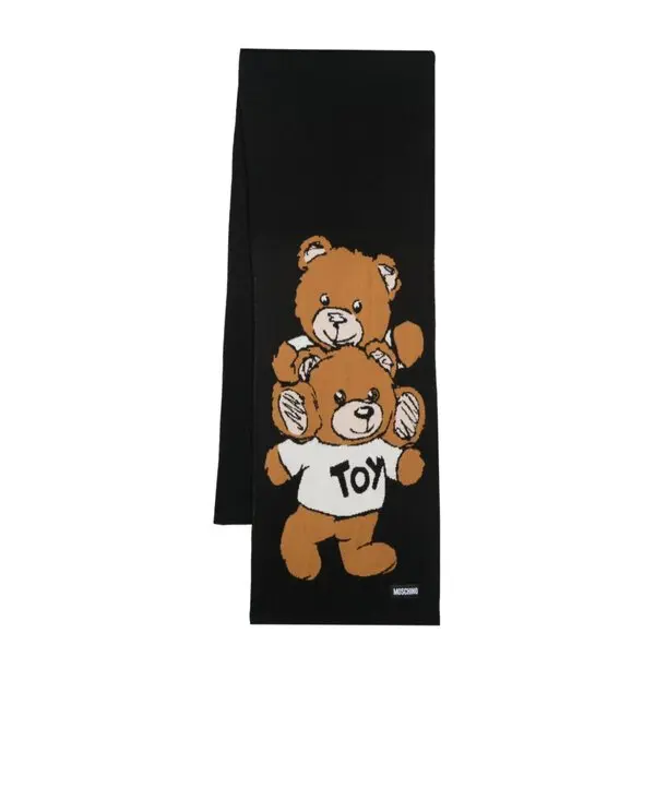 Moschino Teddy Bear-motif Scarf - Black