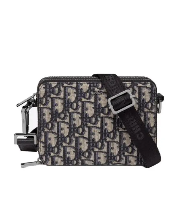 Dior Oblique Jacquard Crossbody Bag - Black And Beige