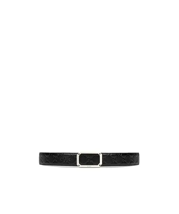 Gucci Signature Embossed Leather Belt - Black