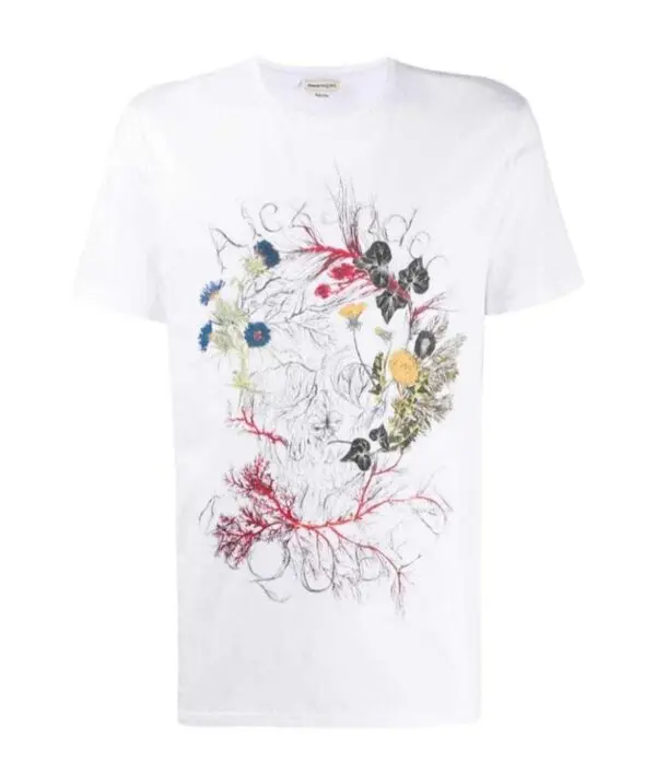 Alexander McQueen Botanical Logo Print T-shirt - White