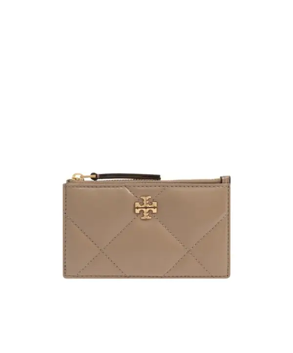 Tory Burch Kira Logo Plaque Zipped Wallet - Brown