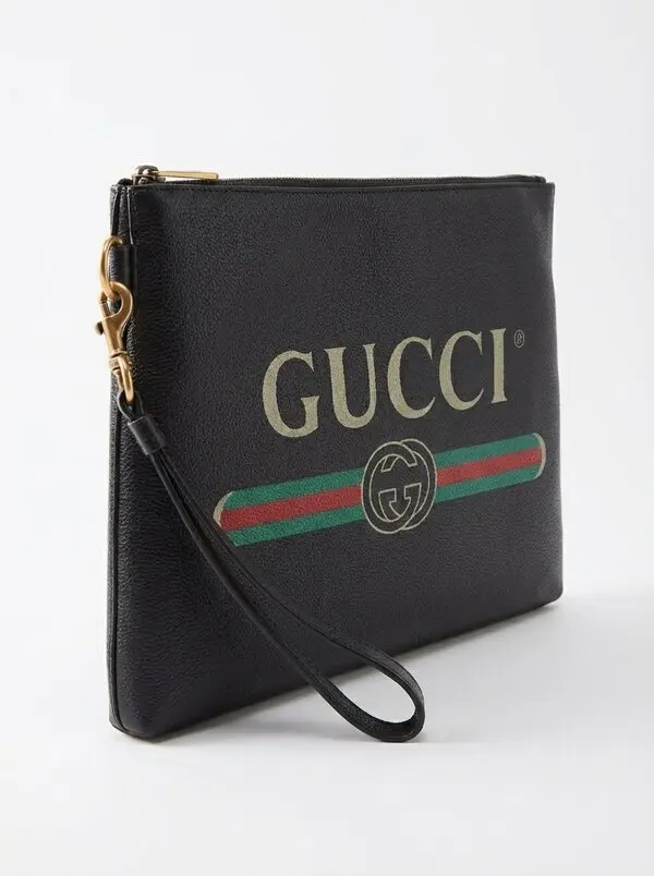 Gucci Print Logo Handbag - Black