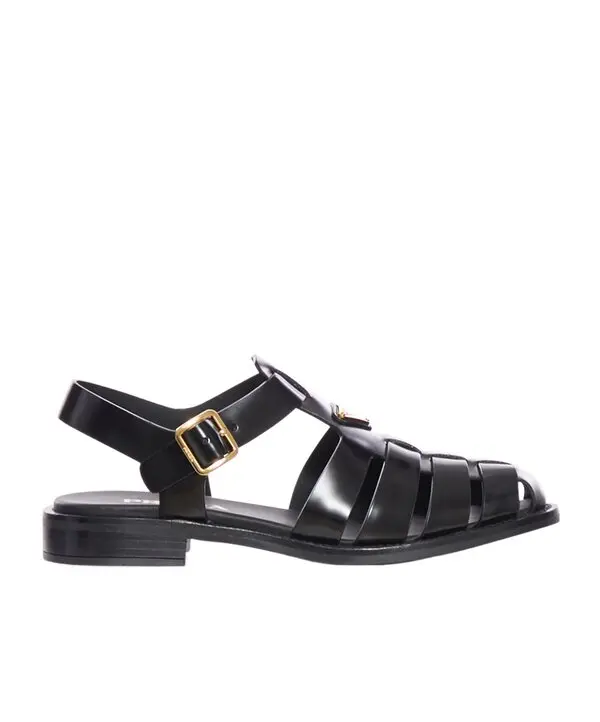 Prada Logo Plaque Buckle-fastened Sandals - Black