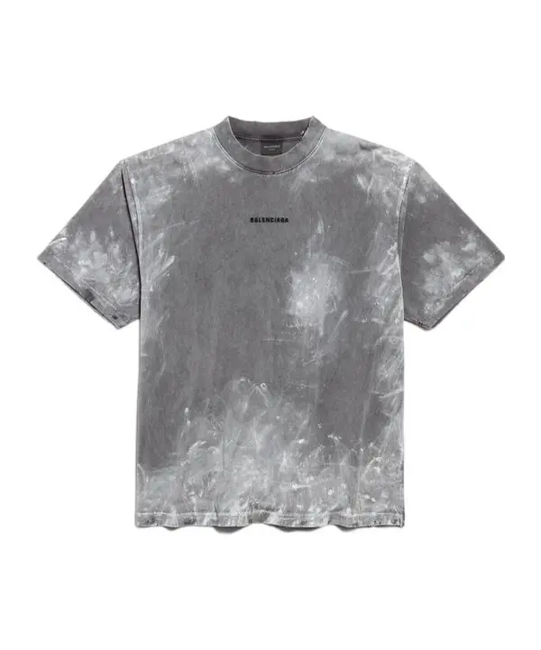 Balenciaga Paint Detailed Crewneck T-shirt - Gray