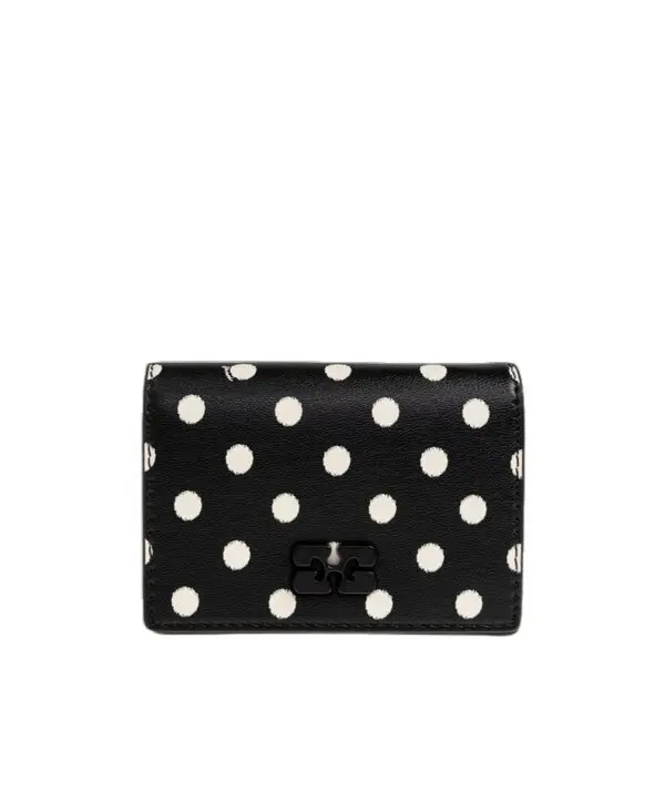 GANNI Bou Card Holder With Flap With Dots - Black