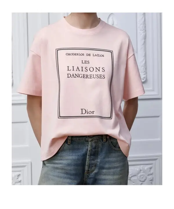 Dior Book Cover Oversized Cropped T-shirt - Pink