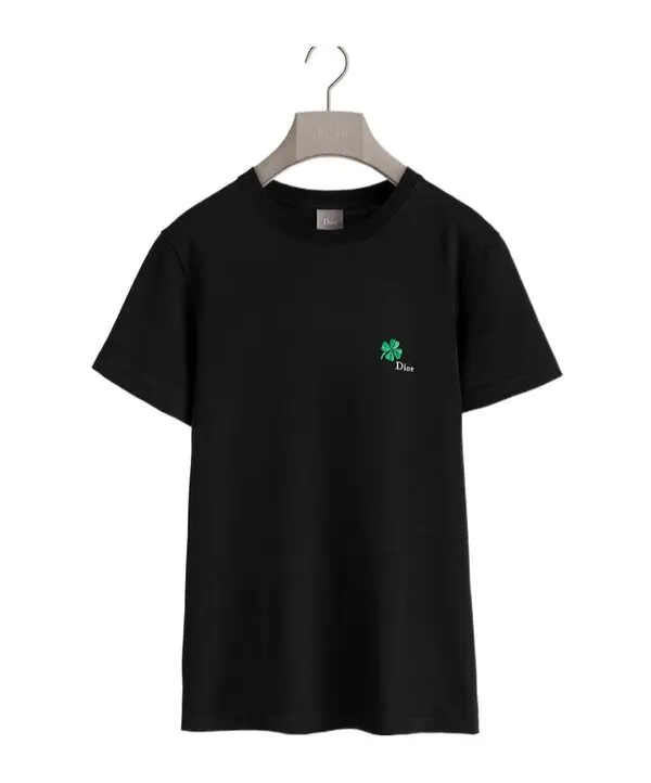 Dior T-shirt With Clover Embroidery, Regular Fit - Black