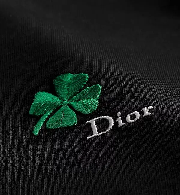 Dior T-shirt With Clover Embroidery, Regular Fit - Black