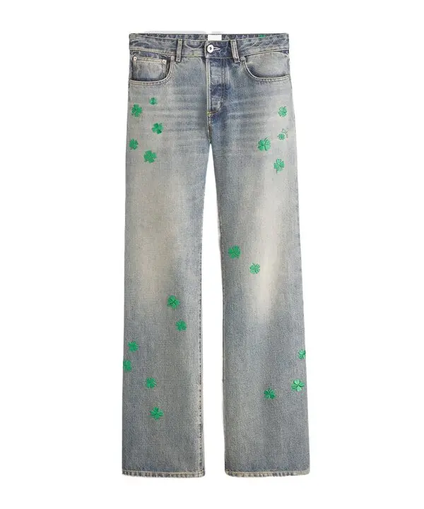 Dior Flared Embroidered Jeans - Blue
