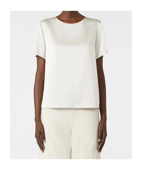 Max Mara Gilbert Satin Crewneck T-shirt - Ivory