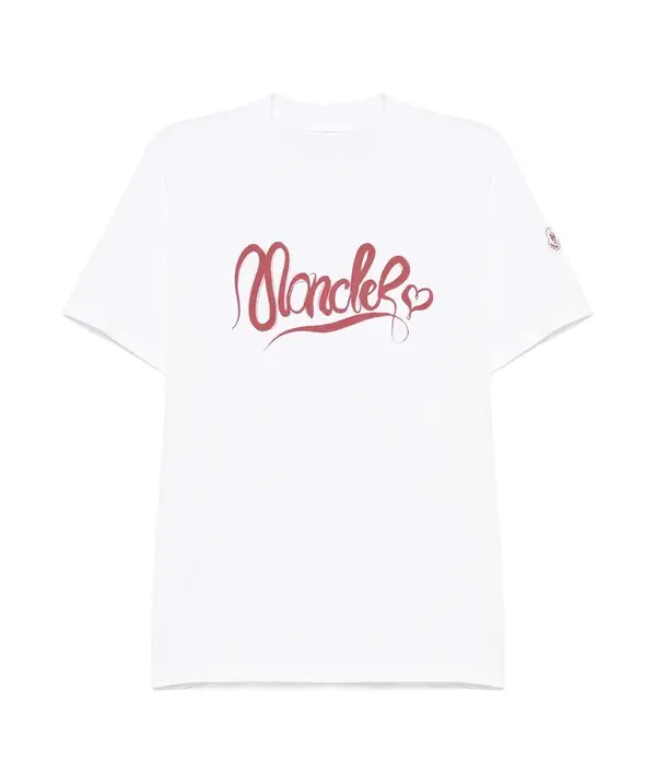 Moncler Calligraphy Logo Cotton T-shirt - White