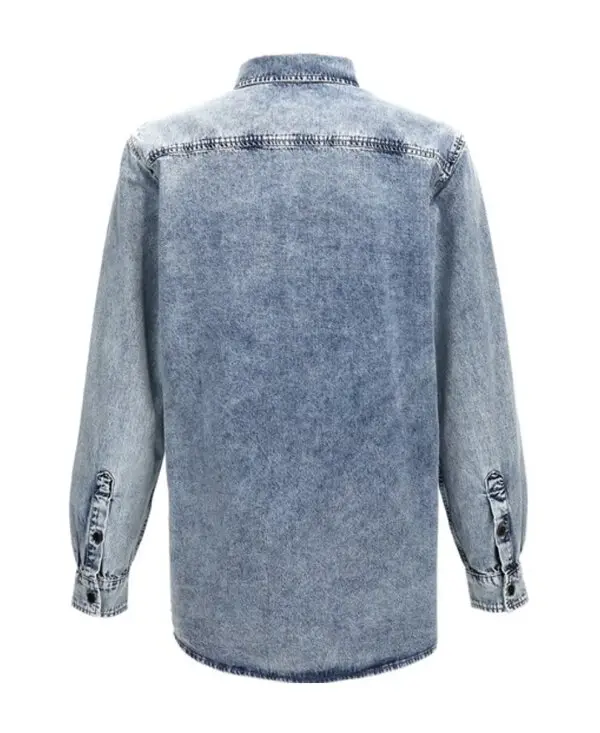 Moschino Teddy Logo Embroidered Buttoned Denim Shirt